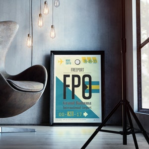 Freeport Airport Tag, Bahama Travel Poster, FPO Airport Code, Freeport ...