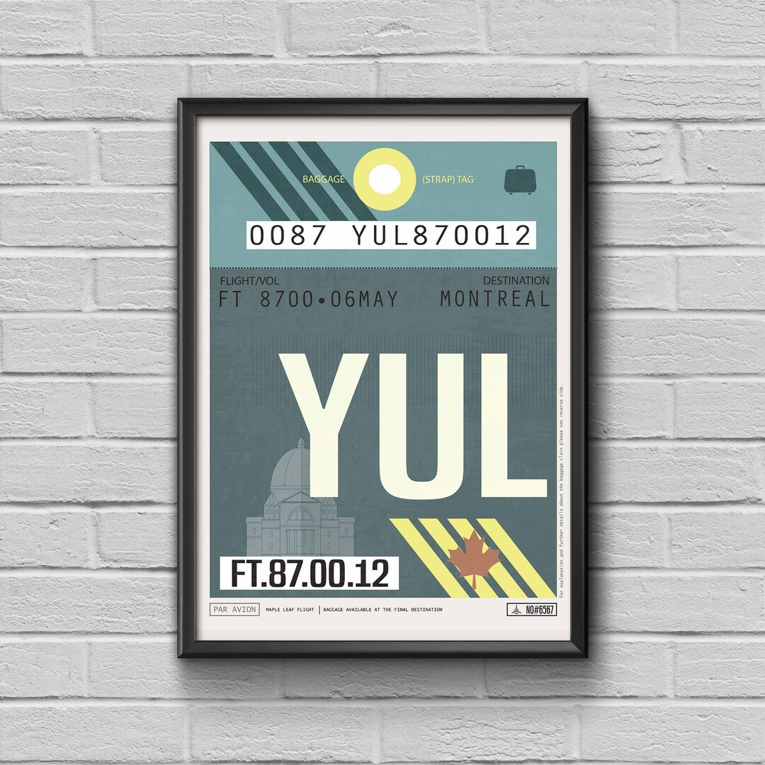 Vintage Montreal Travel Poster, YUL Airport Code Art - Etsy