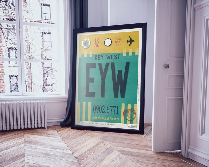 Key West Airport Tag Florida Travel Poster EYW Airport Code - Etsy Ireland