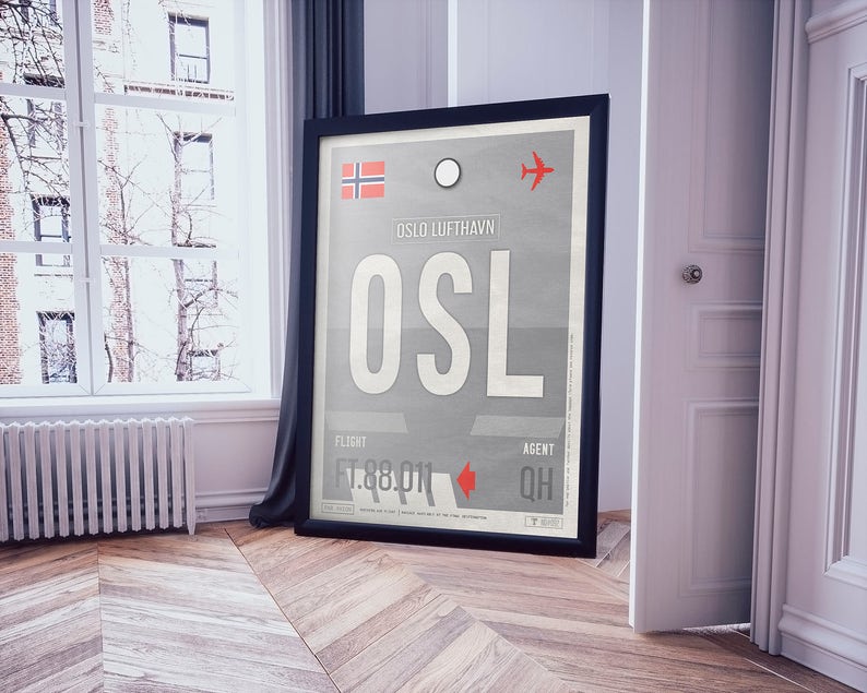 Oslo Airport Tag Norway Travel Poster OSL Airport Code - Etsy
