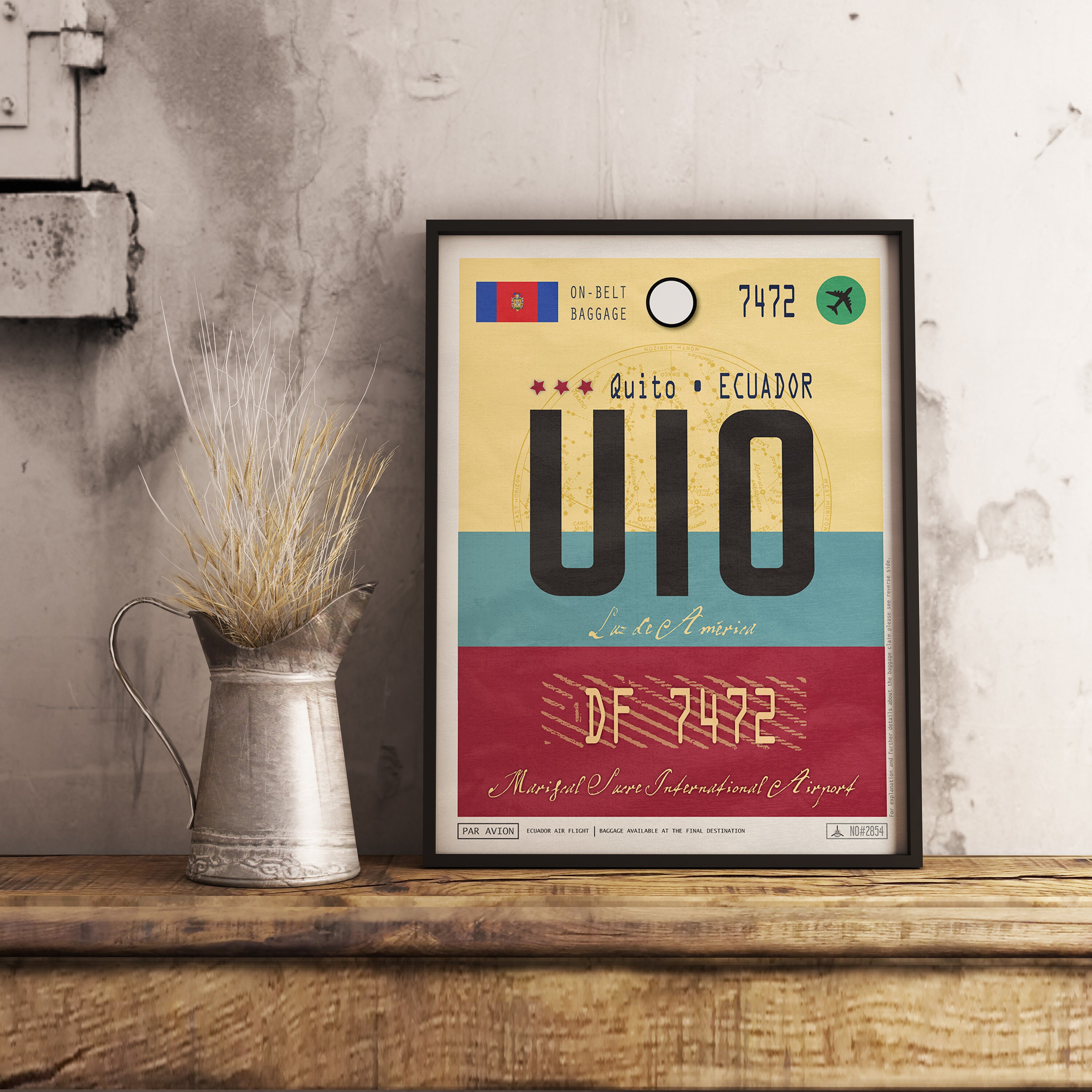 Quito Airport Tag Ecuador Travel Poster UIO Airport Code | Etsy