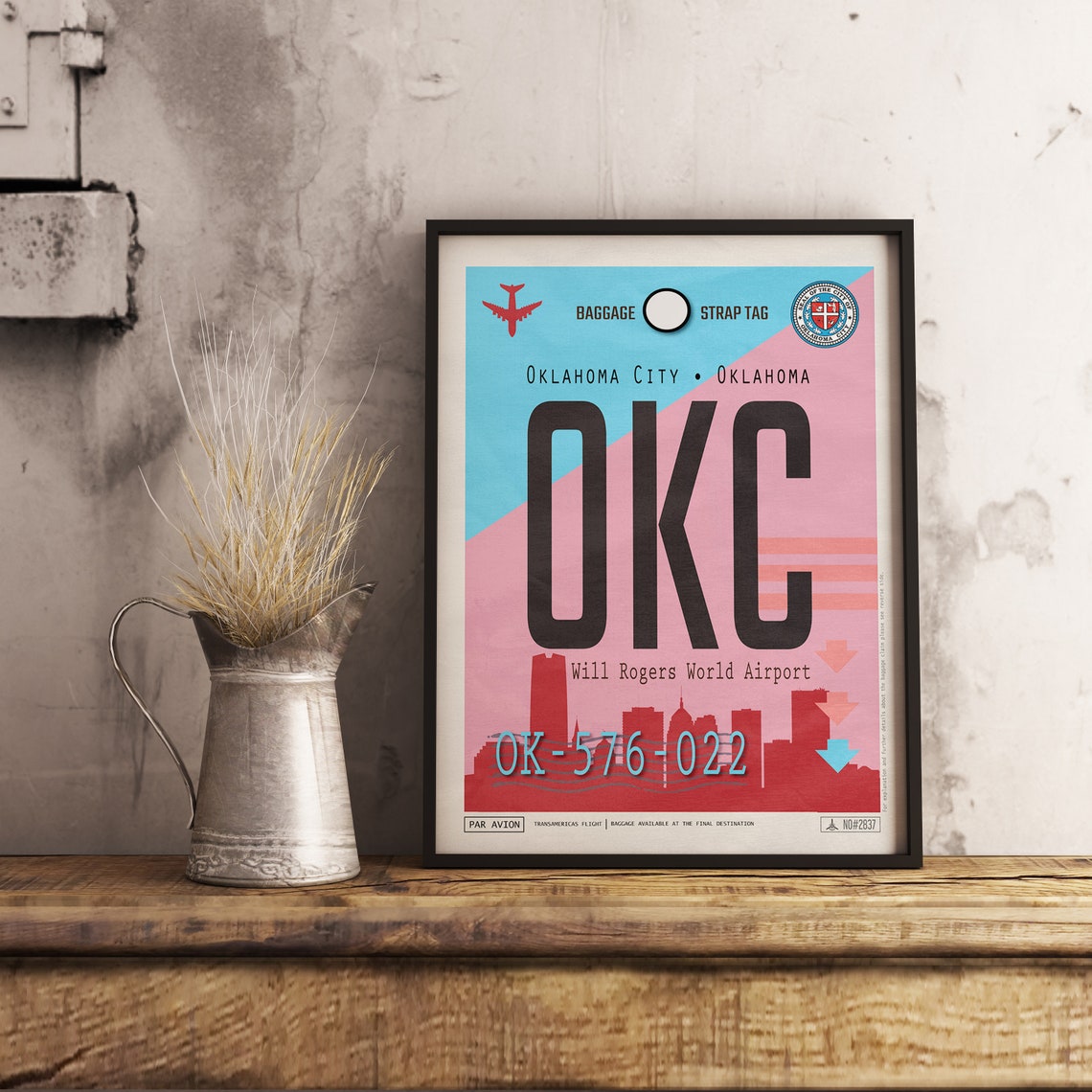 Oklahoma City Airport Tag Oklahoma Travel Poster OKC Airport | Etsy