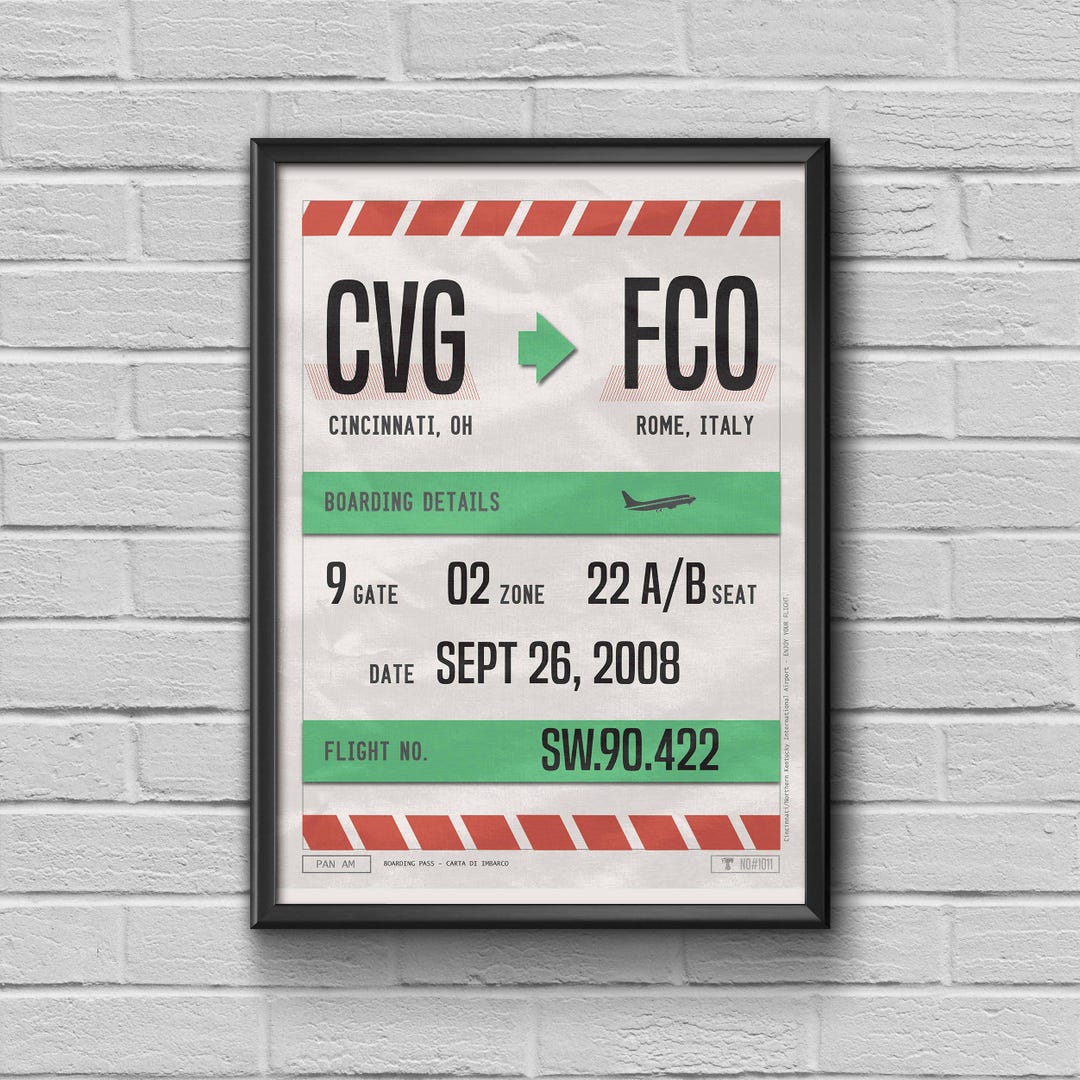 Custom Vintage Boarding Pass Print, Aviation Travel Decor - Etsy