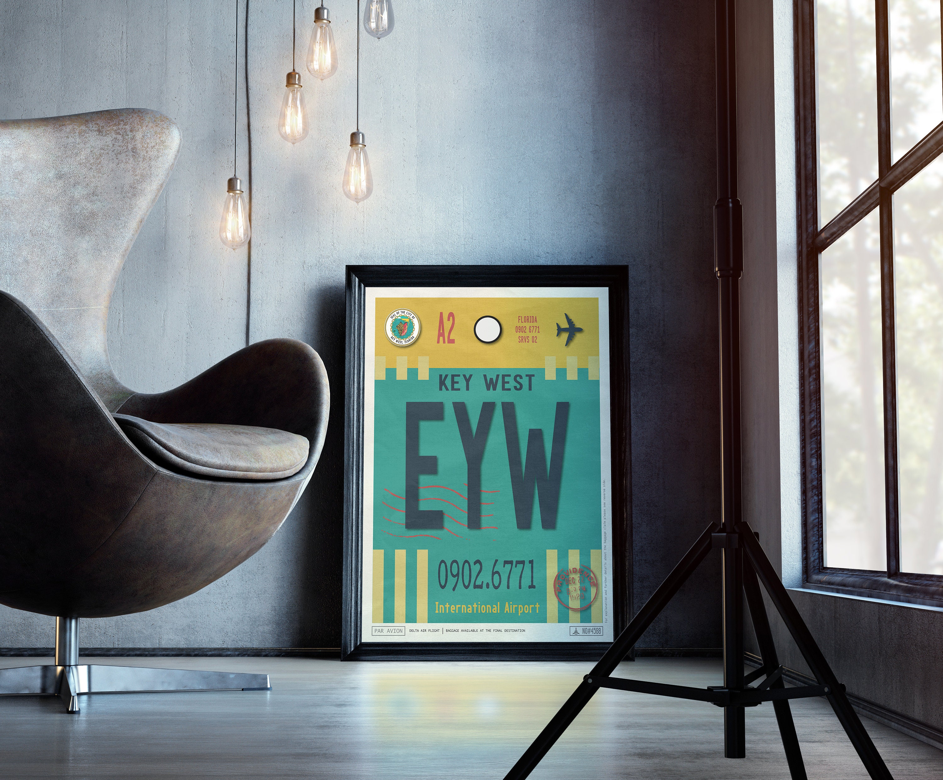 Key West Airport Tag Florida Travel Poster EYW Airport Code | Etsy