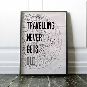 Travel Quote, Vintage Map Print, Quote Art Print, Travel Lover Gift ...