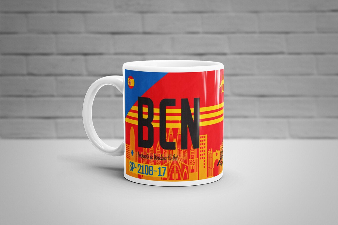 Barcelona Airport Tag Mug Personalised Mug BCN Airport Code - Etsy