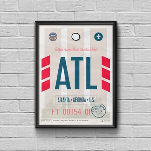 Atlanta Airport Code, Georgia Travel Poster, ATL Luggage Tag, Atlanta ...