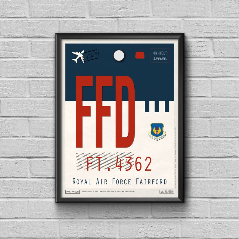 RAF Fairford Airport Tag Royal Air Force Travel Poster FFD - Etsy
