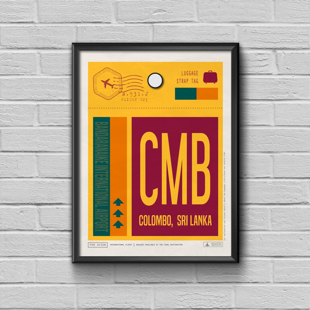 Colombo Airport Tag, Sri Lanka Travel Poster, CMB Airport Code, Colombo ...