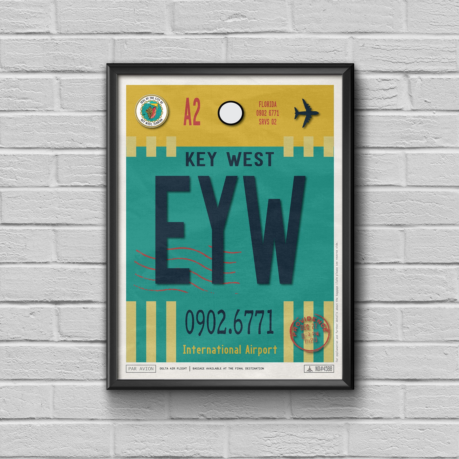 Key West Airport Tag Florida Travel Poster EYW Airport Code | Etsy