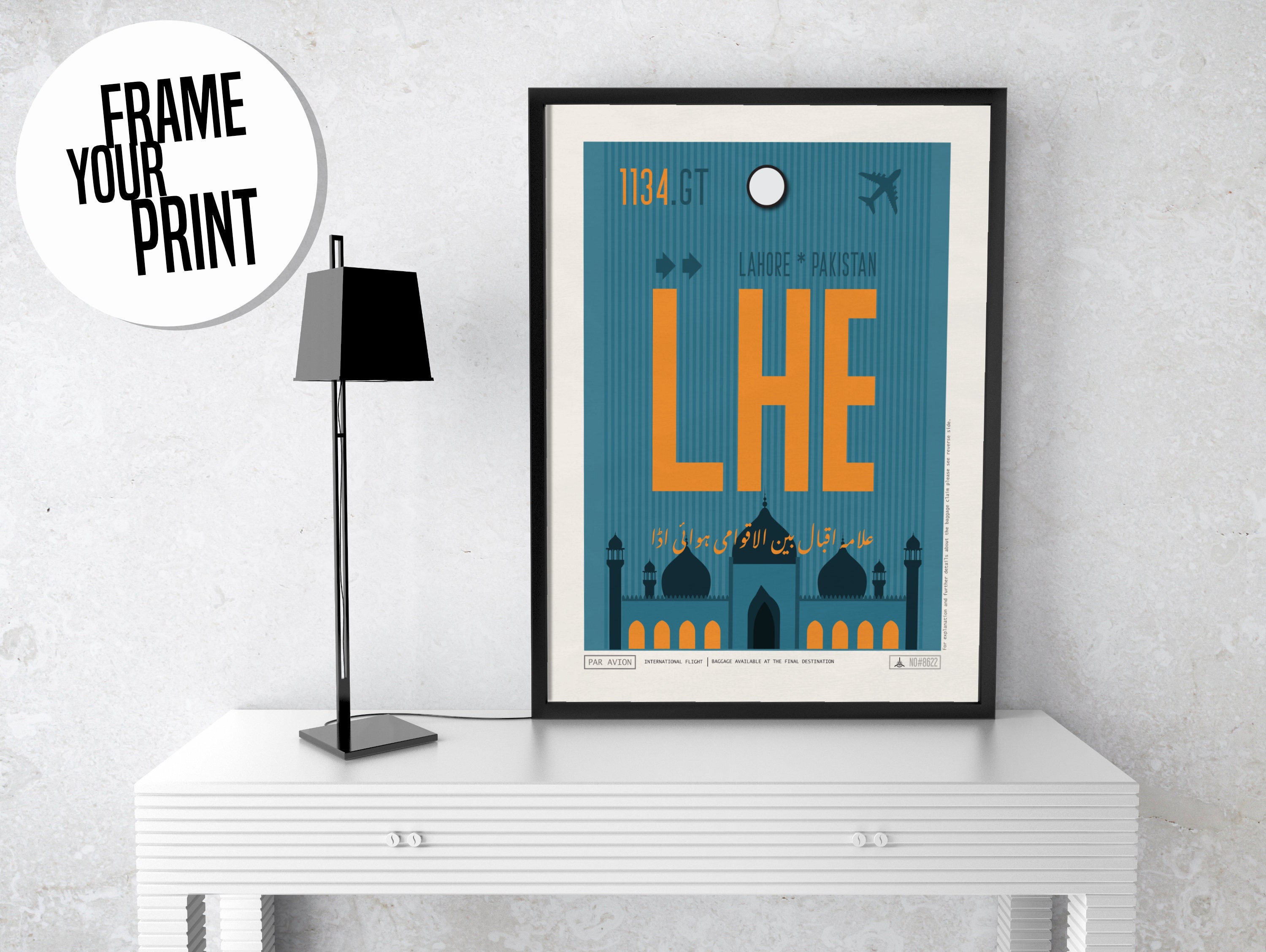 Lahore Airport Tag Pakistan Travel Poster LHE Airport Code - Etsy
