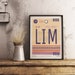 Lima Airport Tag Peru Travel Poster LIM Airport Code - Etsy