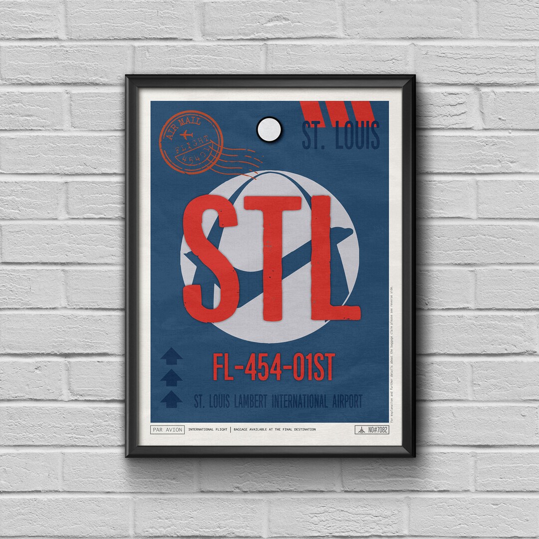 St. Louis Airport Tag, Missouri Travel Poster, STL Airport Code, St ...