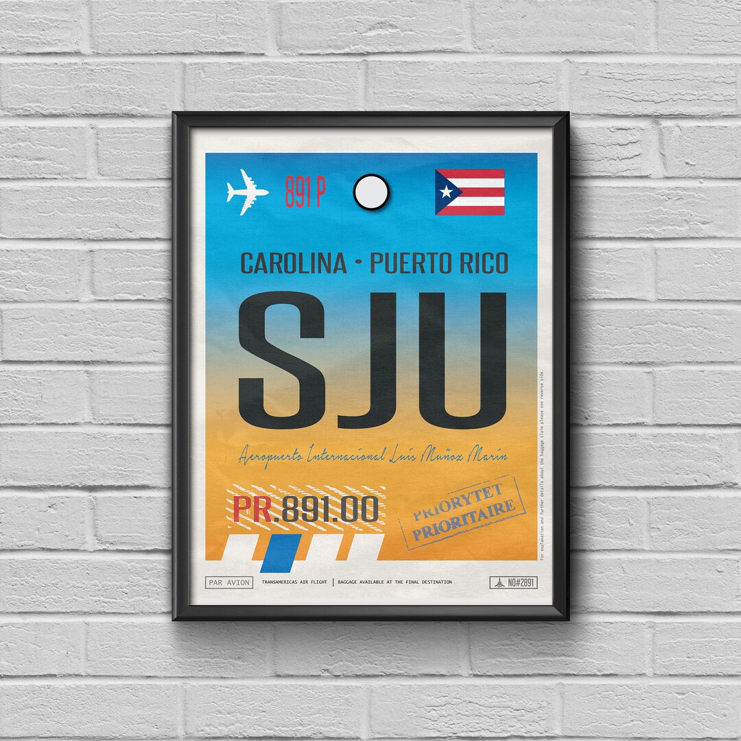 Puerto Rico Luggage Tag, Airport Tag Print, Puerto Rico Airport Code ...