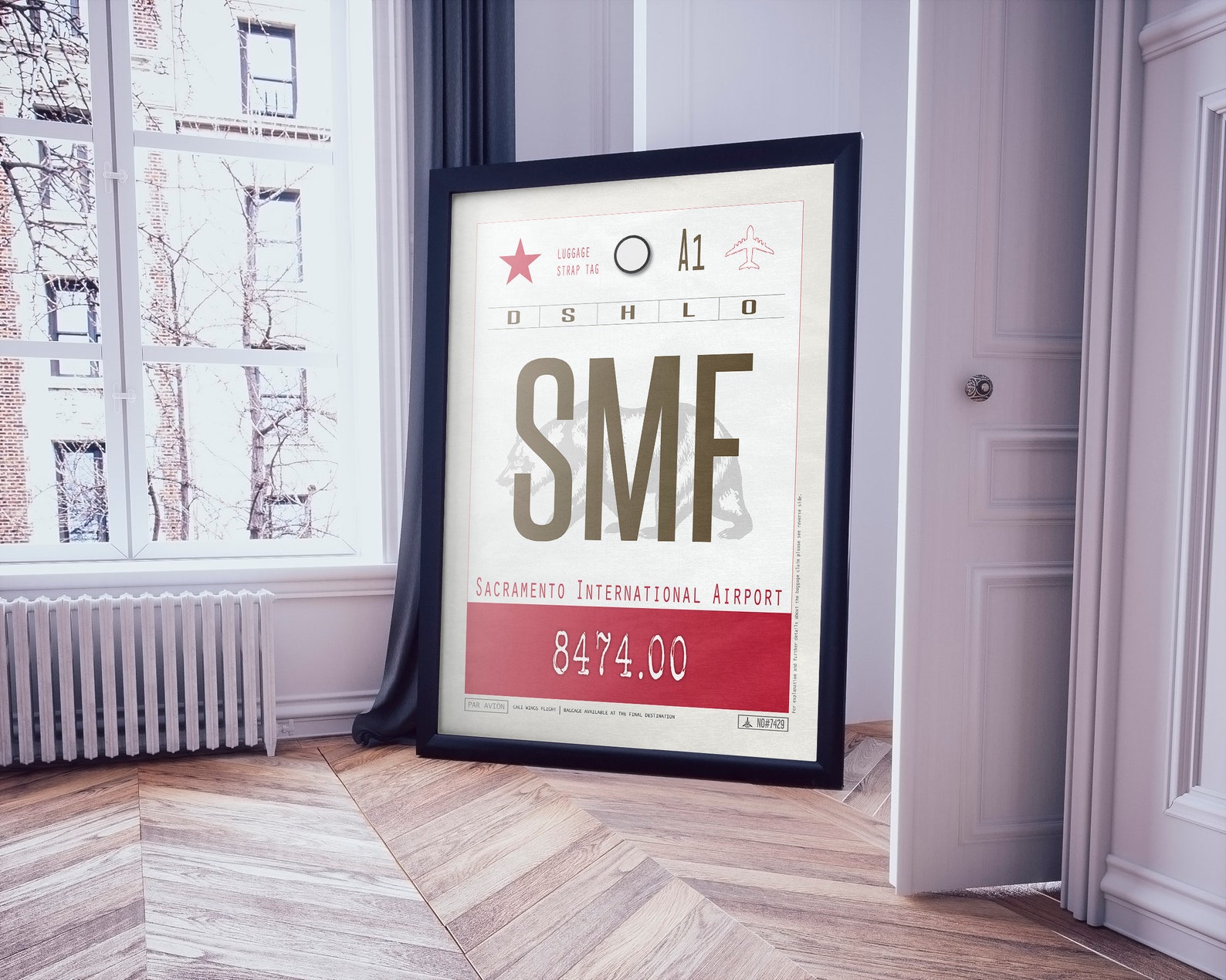 Sacramento Airport Tag California Travel Poster SMF Airport - Etsy