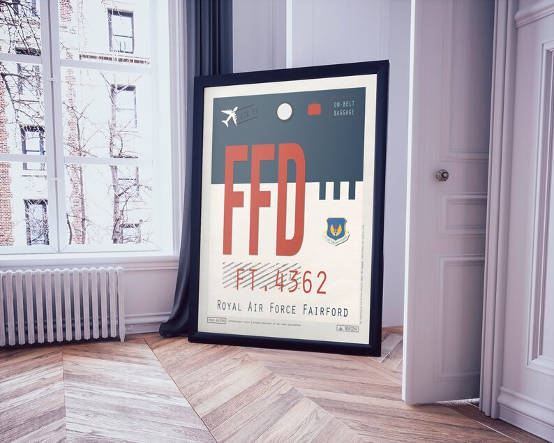 RAF Fairford Airport Tag Royal Air Force Travel Poster FFD - Etsy