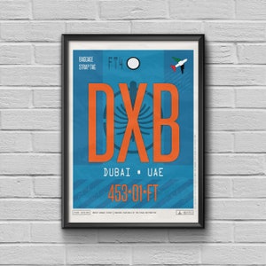 Dubai Airport Tag, UAE Travel Poster, Framed Print, Dubai Luggage Tag ...