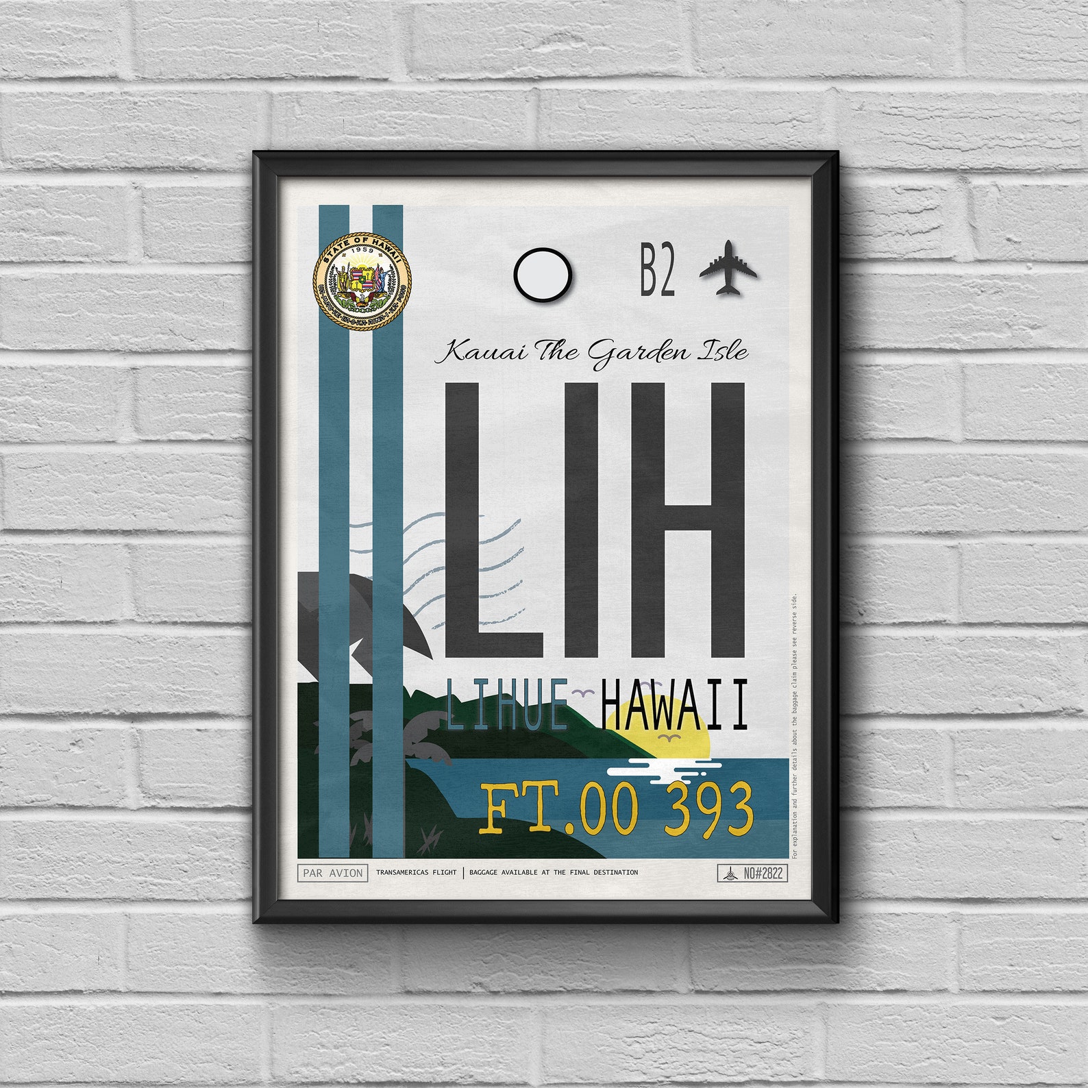 Lihue Airport Tag Hawaii Travel Poster LIH Airport Code - Etsy