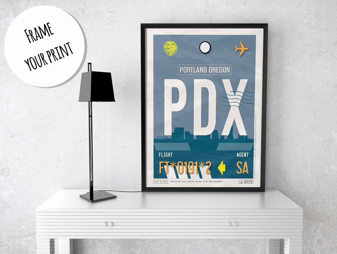 Portland Airport Tag Oregon Art Poster Portland Luggage Tag - Etsy Ireland
