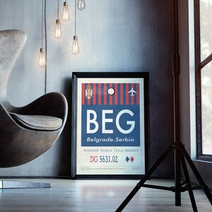 Belgrade Airport Tag, Serbia Travel Poster, BEG Airport Code, Serbia ...