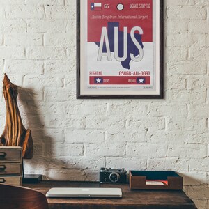 Austin Airport Tag, Texas Travel Poster, Vintage Luggage Tag, Texas ...