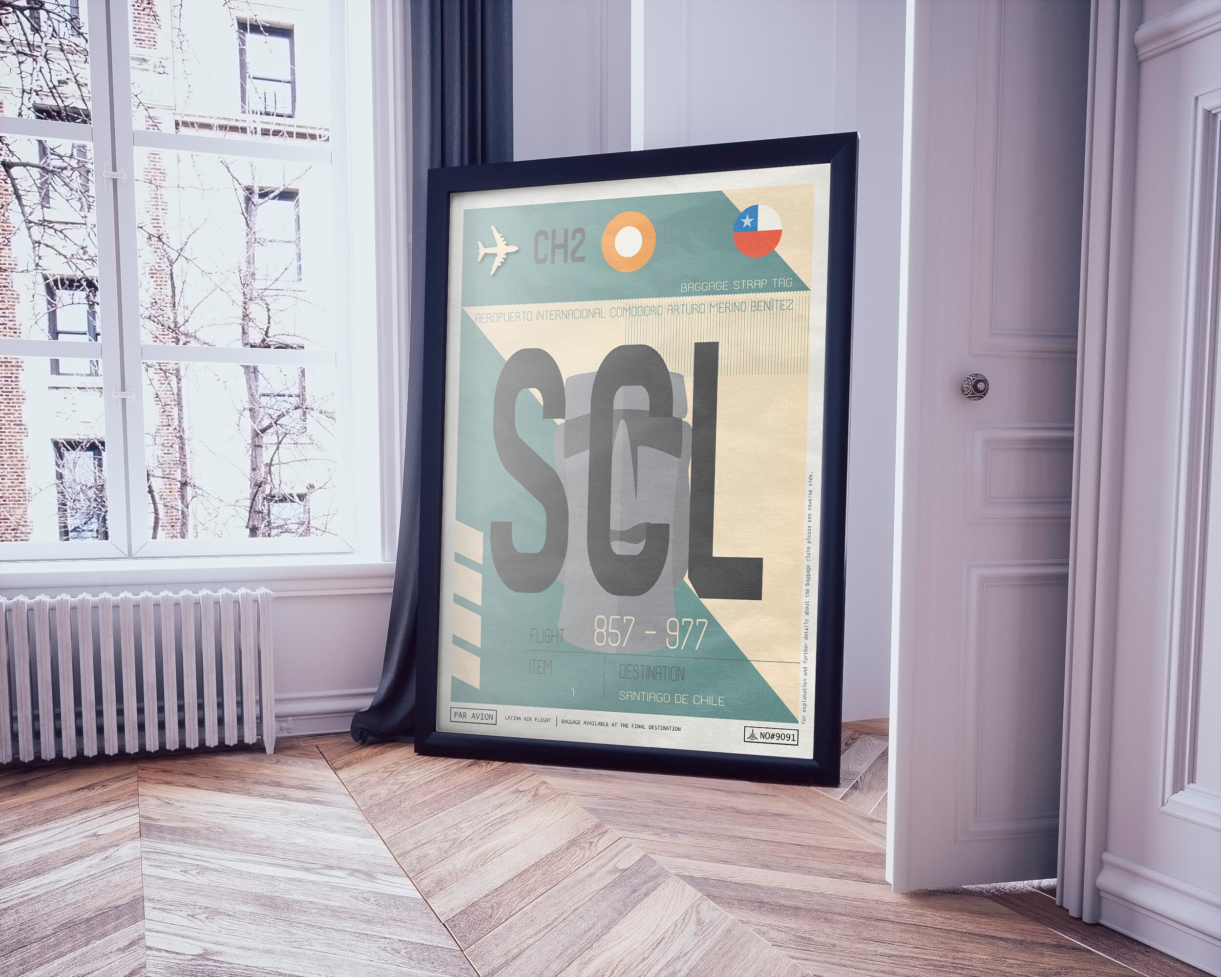 Santiago Luggage Tag Chile Travel Poster Airport Tag Print | Etsy