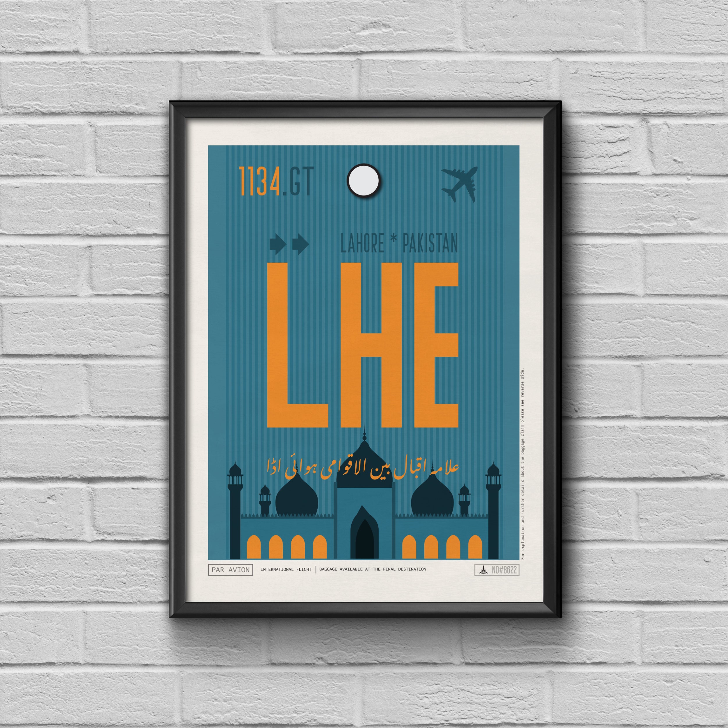 Lahore Airport Tag Pakistan Travel Poster LHE Airport Code - Etsy