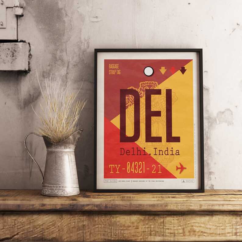 New Delhi Airport Tag India Travel Poster DEL Airport Code - Etsy