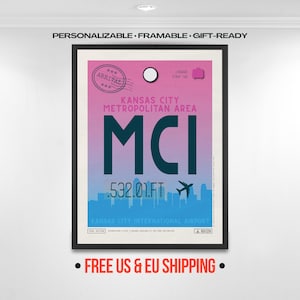 Kansas City MCI Airport Code Poster, Vintage Travel Art - Etsy
