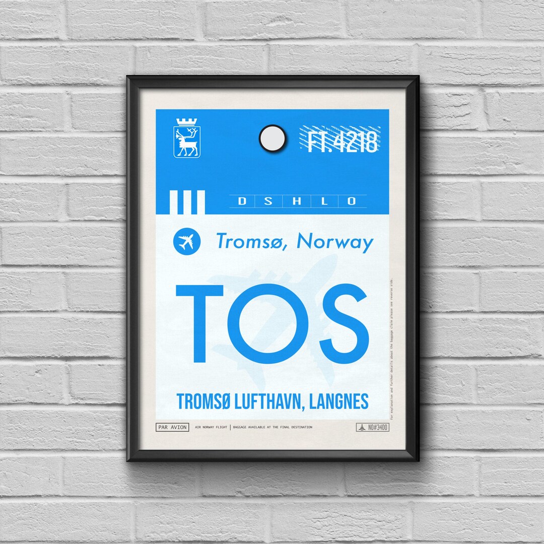 Tromso Airport Tag Norway TOS Poster, Customizable Travel Souvenir ...