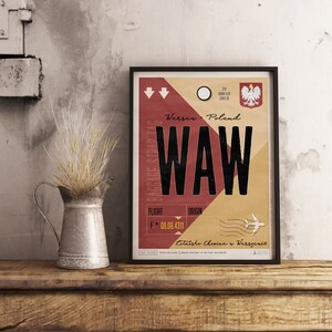 Warsaw Luggage Tag, Poland Poster, Warsaw Airport Tag Print, Polish ...