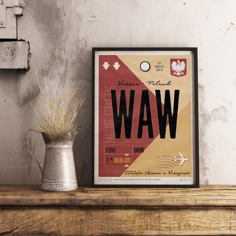 Warsaw Luggage Tag Poland Poster Warsaw Airport Tag Print - Etsy Ireland