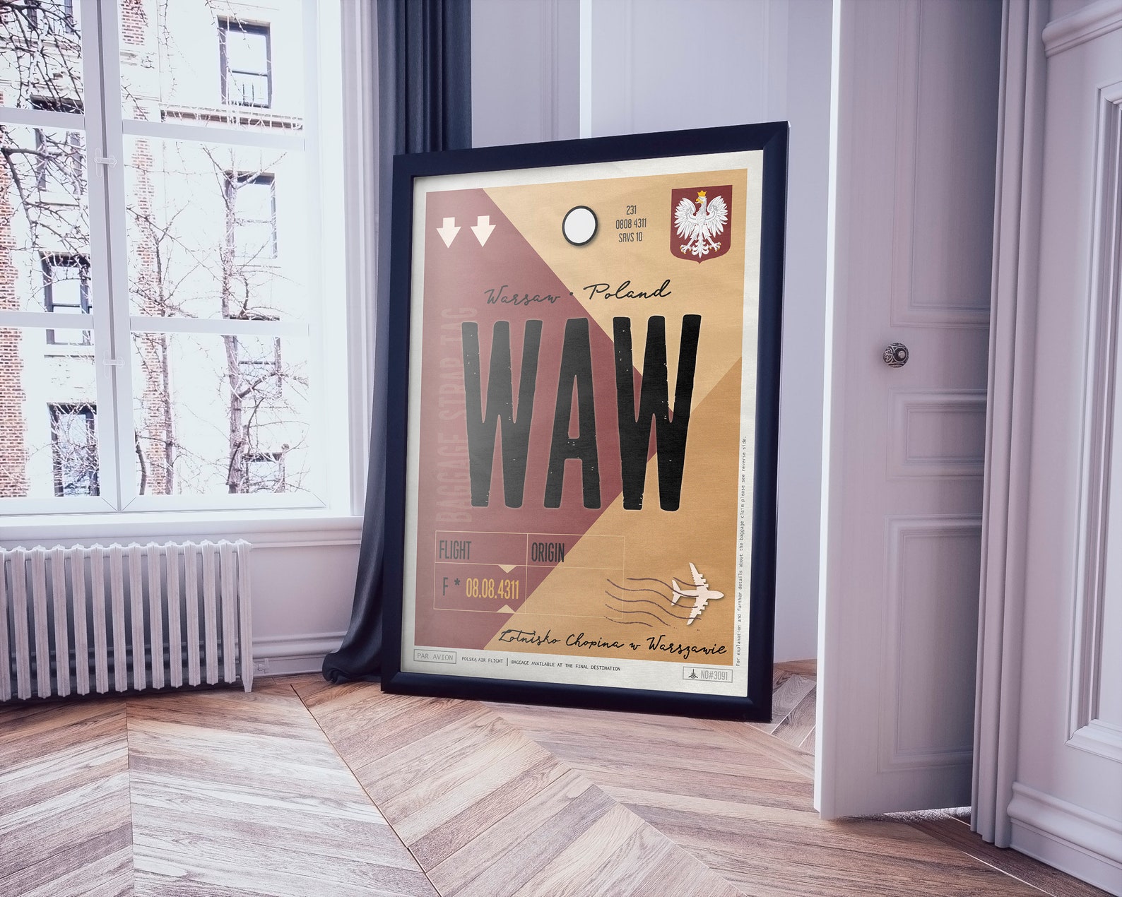 Warsaw Luggage Tag Poland Poster Warsaw Airport Tag Print - Etsy