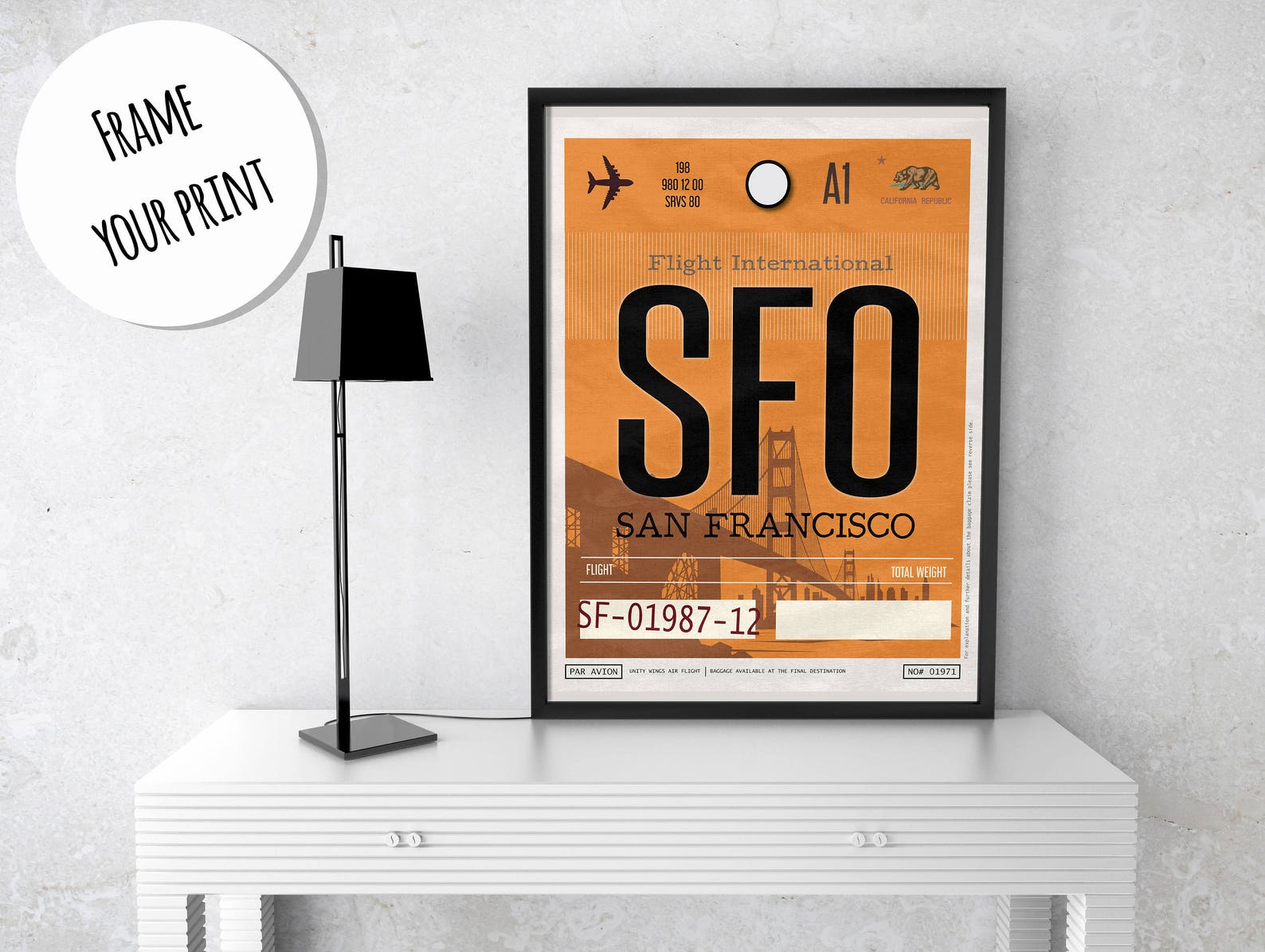 San Francisco Airport Tag USA Travel Poster Vintage Luggage - Etsy