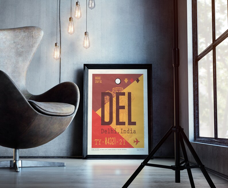 New Delhi Airport Tag India Travel Poster DEL Airport Code - Etsy