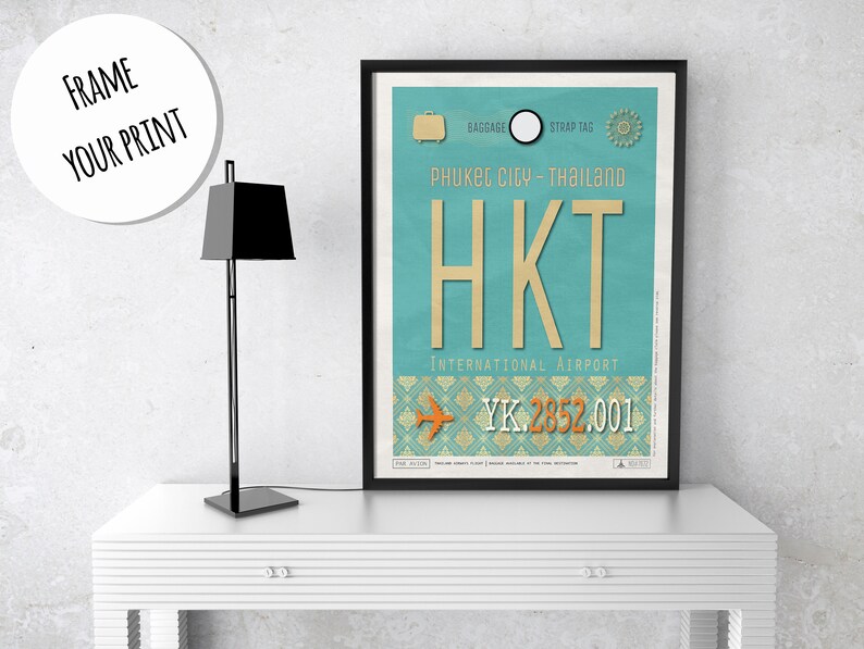 Phuket Airport Tag Thailand Travel Poster HKT Airport Code - Etsy