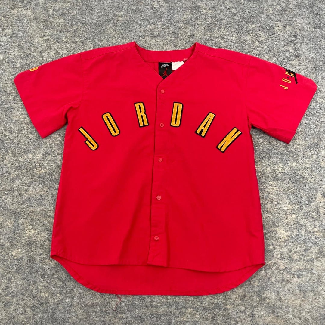 VTG Nike Air Jordan Baseball Jersey Red #23 Jumpman 90s Retro Rare ...