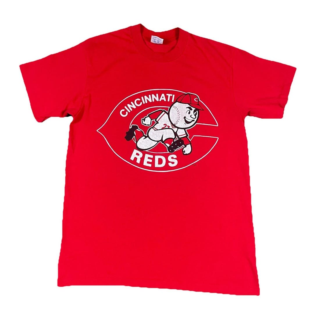 VTG Logo 7 Cincinnati Reds Mr Red Logo T-shirt Red Adult Large 80s/90s ...