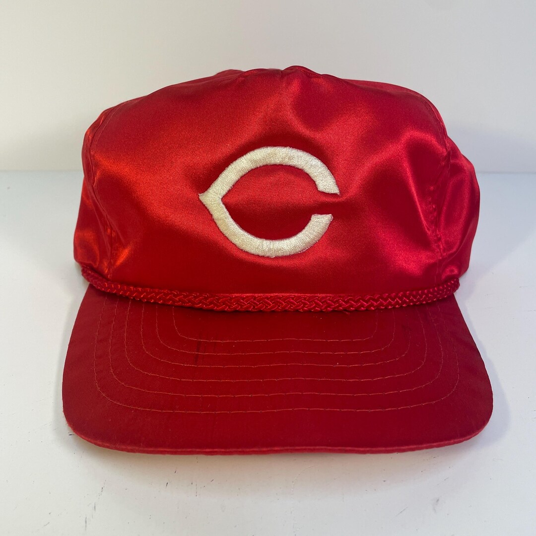 VTG Cincinnati Reds Satin Zipper Back Baseball Hat Cap Rope 70s 80s MLB ...