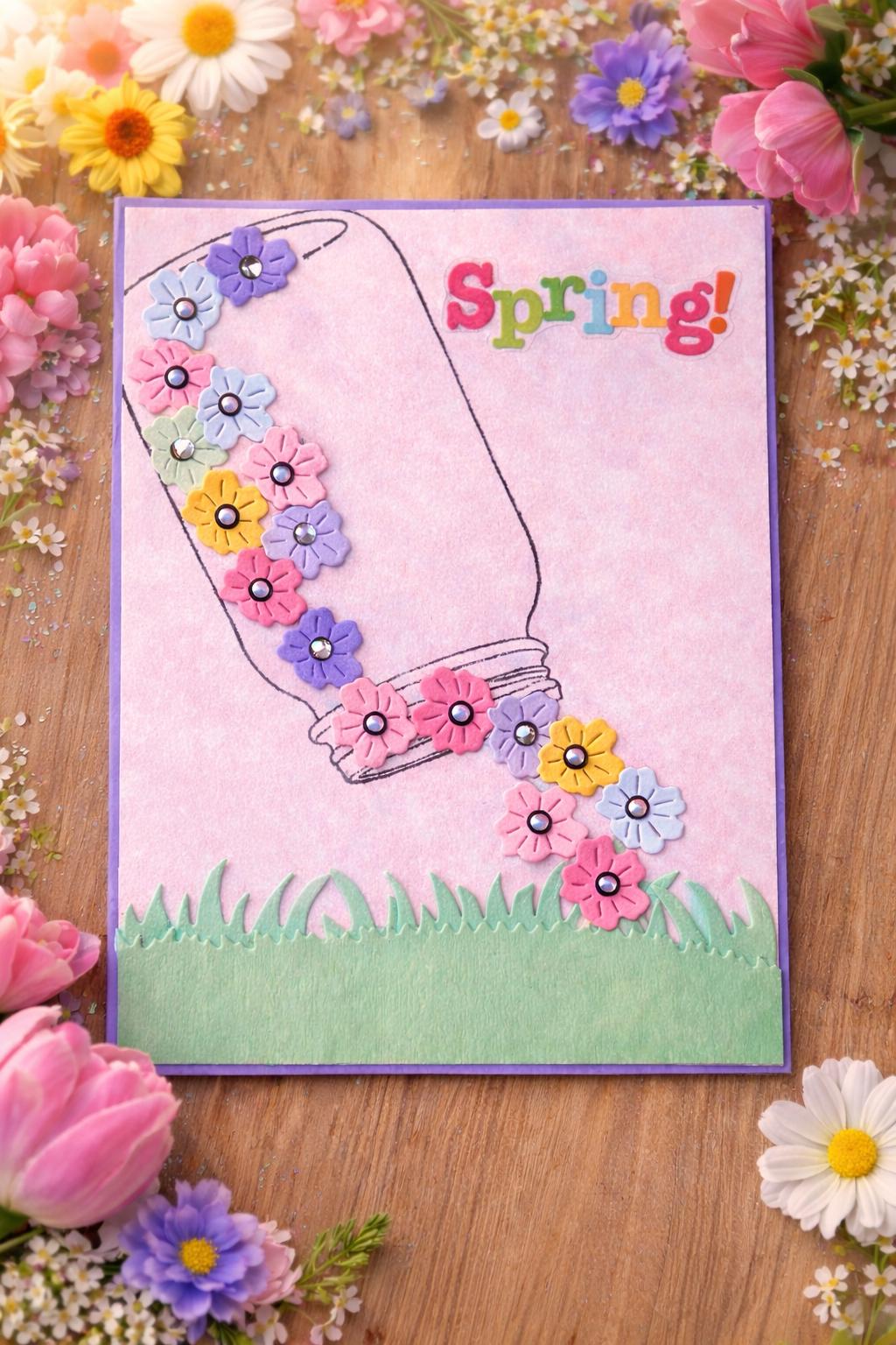 Handmade Spring Flower Card – Embossed Floral Greeting Card – Blank ...