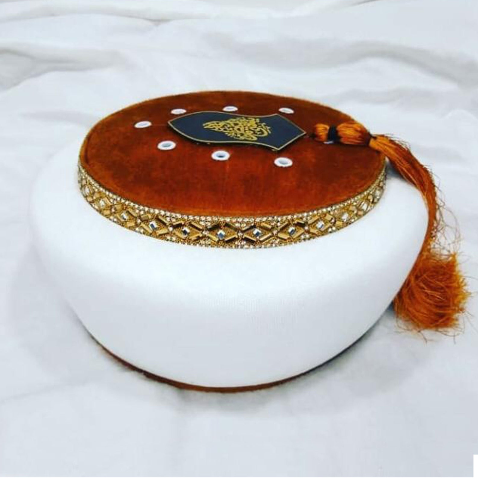 Turkish Turban Cap in White Mustard Yellow Color, Turkish Imamah Hat ...