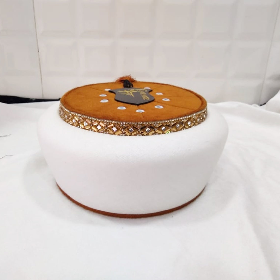 Turkish Turban Cap in White Mustard Yellow Color, Turkish Imamah Hat ...