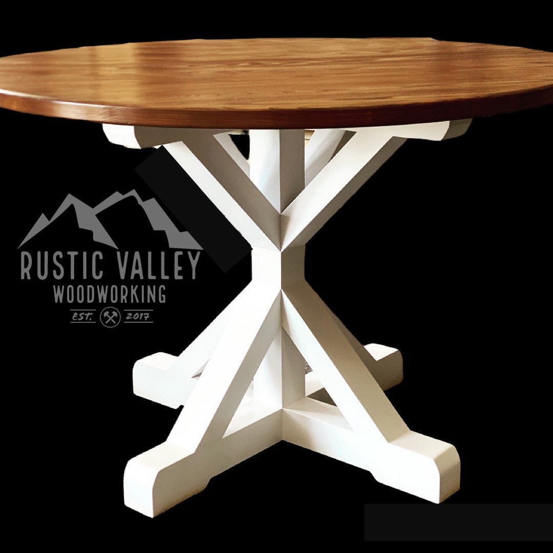 Round Kitchen Table, Rustic Table, Farmhouse Table, Wood Furniture ...