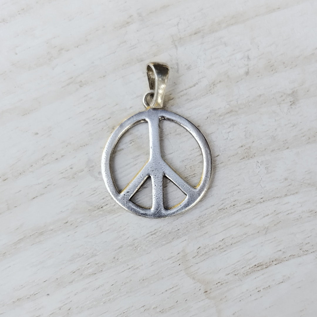 Sterling Silver Peace Sign Symbol Pendant - Etsy