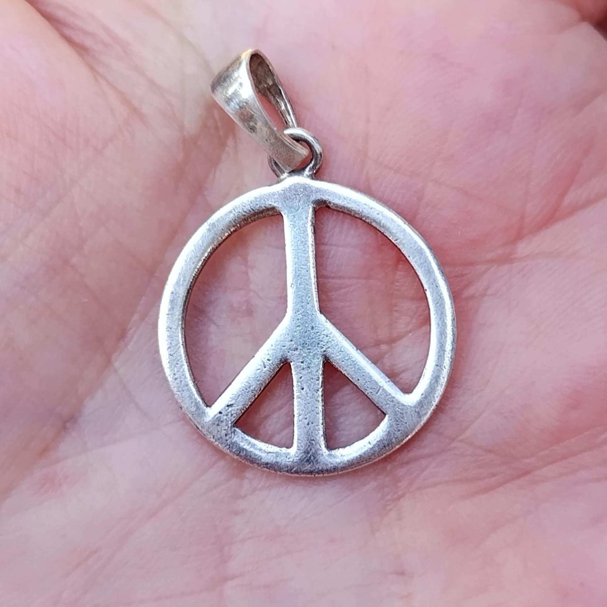 Sterling Silver Peace Sign Symbol Pendant - Etsy