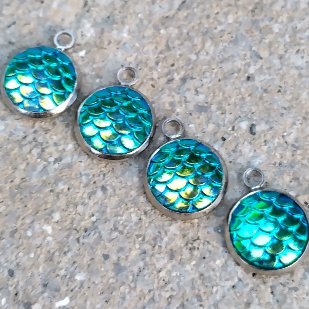 Mermaid Scale Charms // Fish Scale Charms //18.5x14mm Antique Silver ...