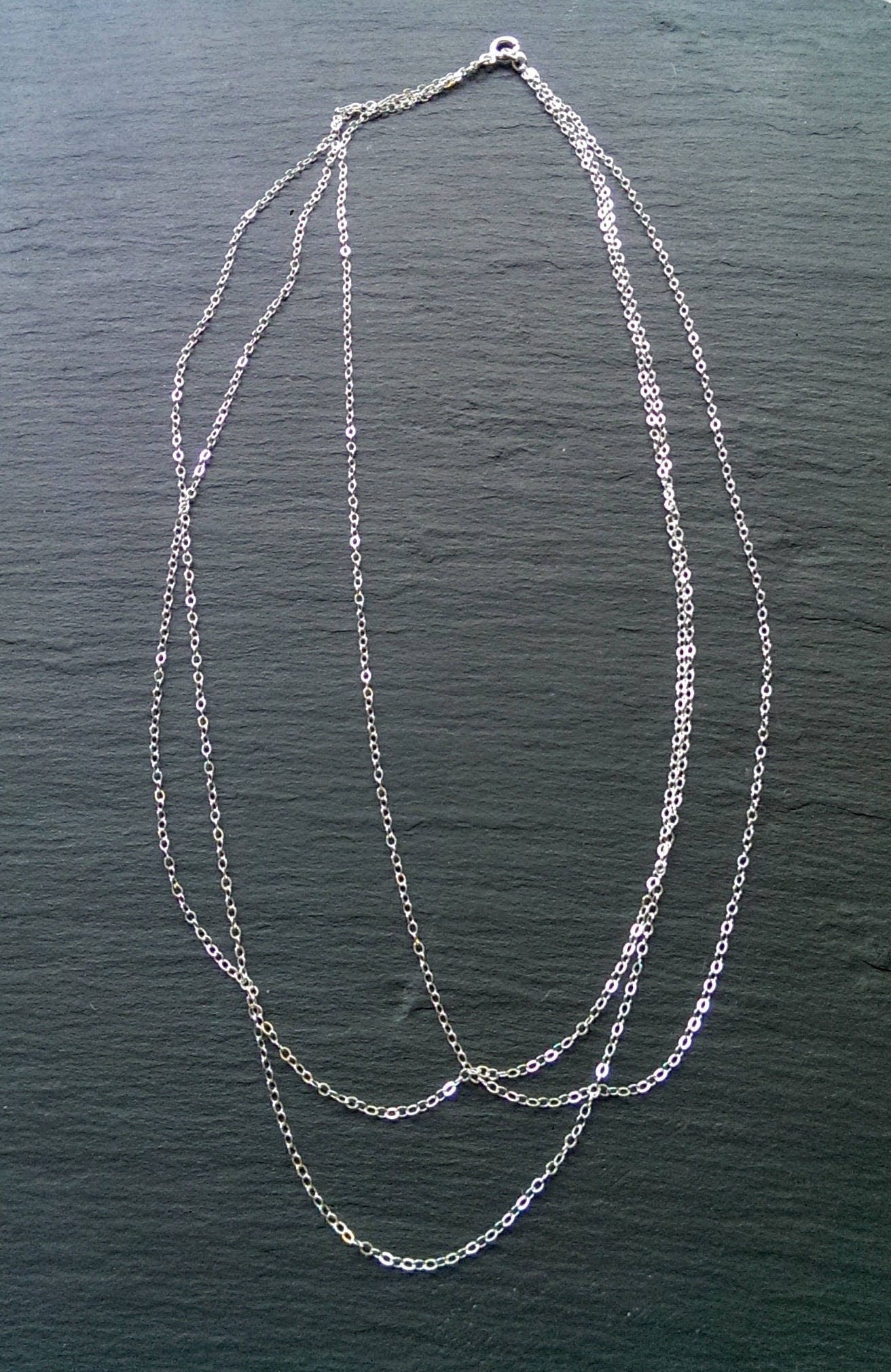 Triple Layer Necklace Necklace Silver Set Multistrand | Etsy