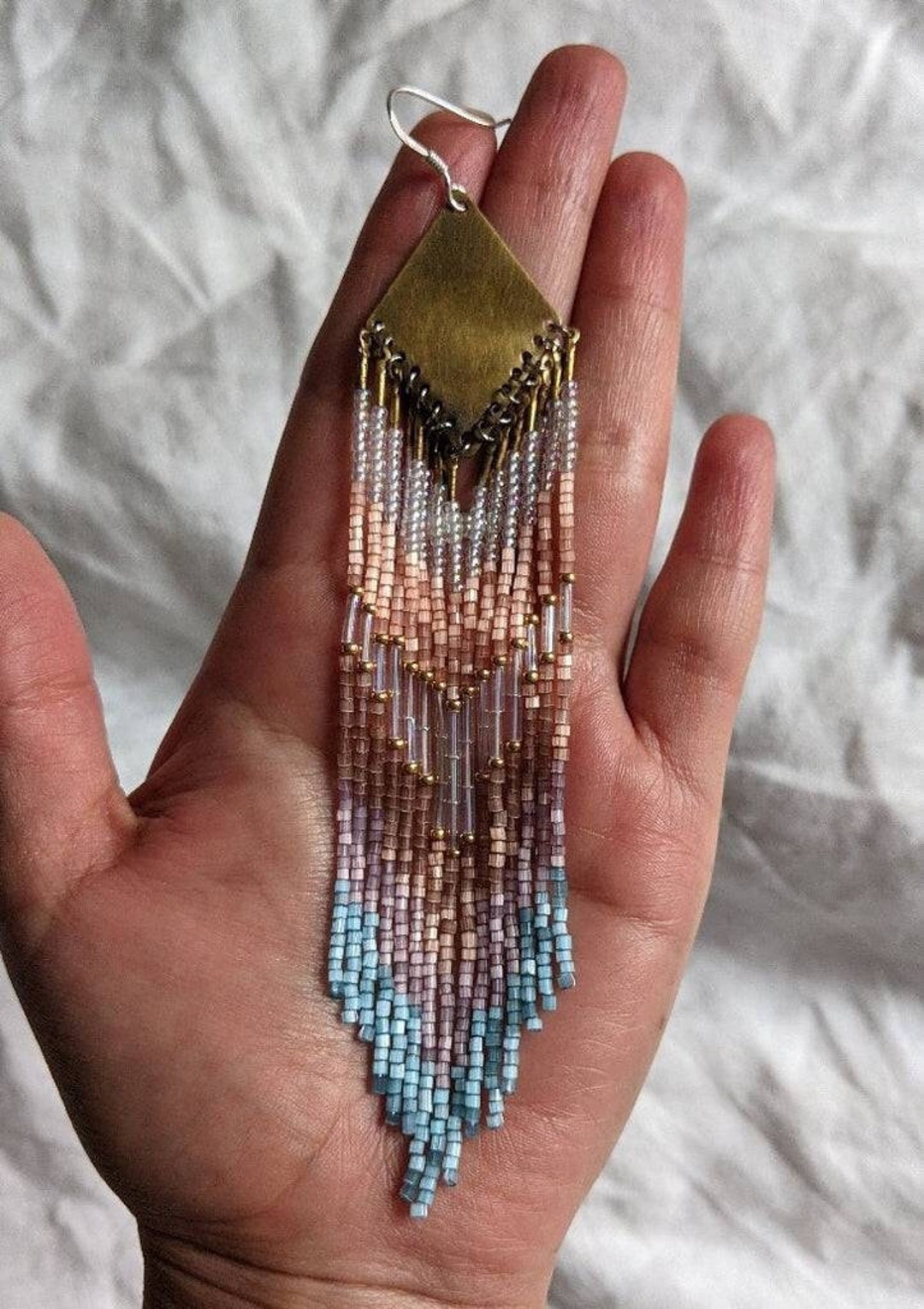 Boho Seed Bead Earrings With Iridescent Beads Shimmery and - Etsy