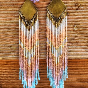 Boho Seed Bead Earrings With Iridescent Beads Shimmery and Colorful ...