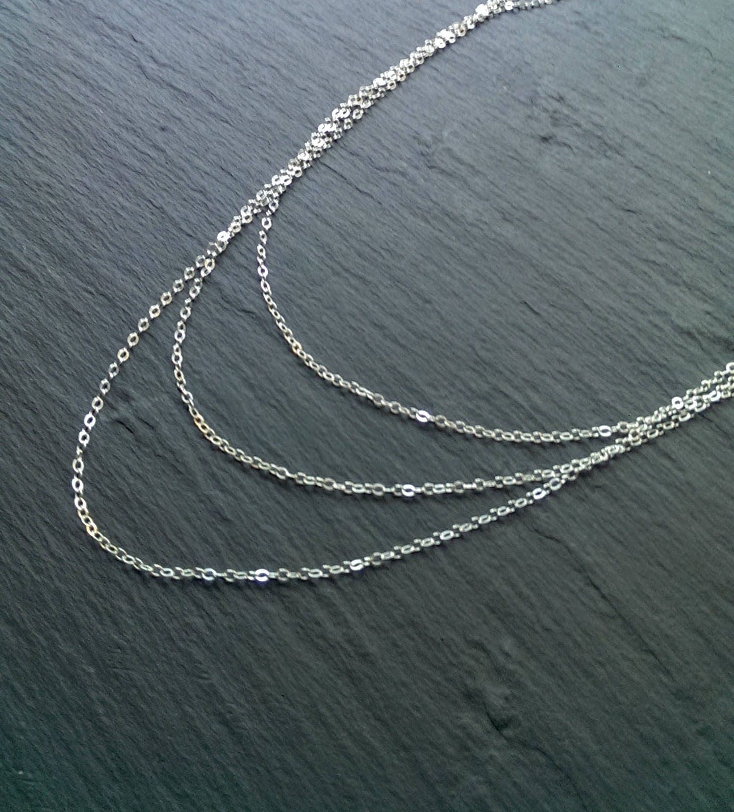Triple Layer Necklace Necklace Silver Set Multistrand | Etsy